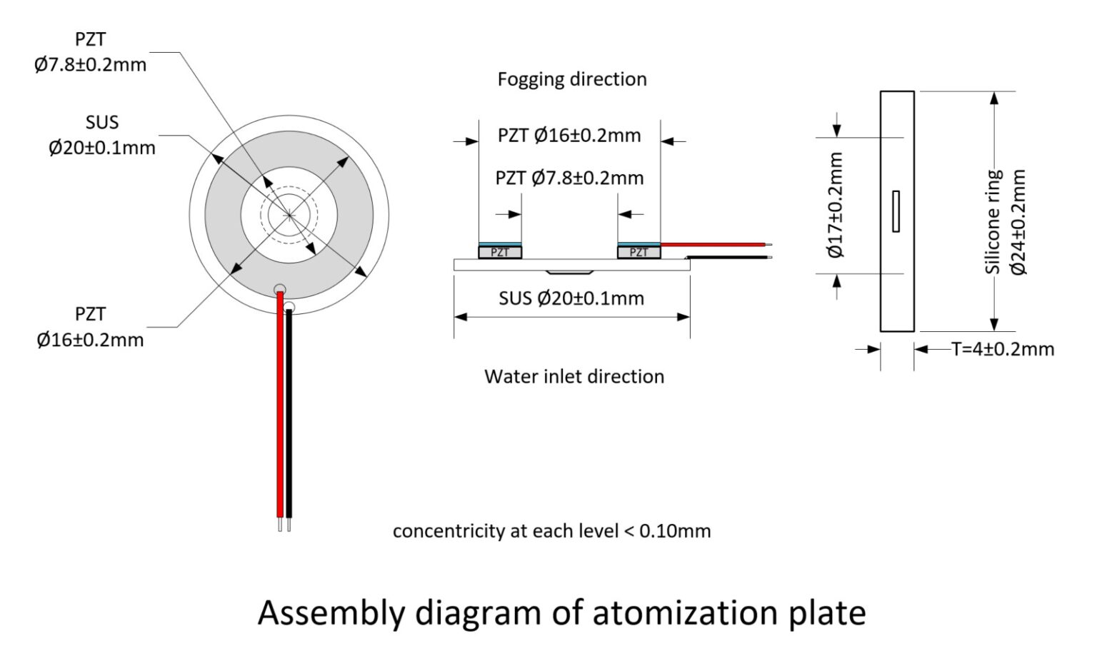 Piezo Atomizer - 20mm Mesh Atomizer with Silicon Grommet