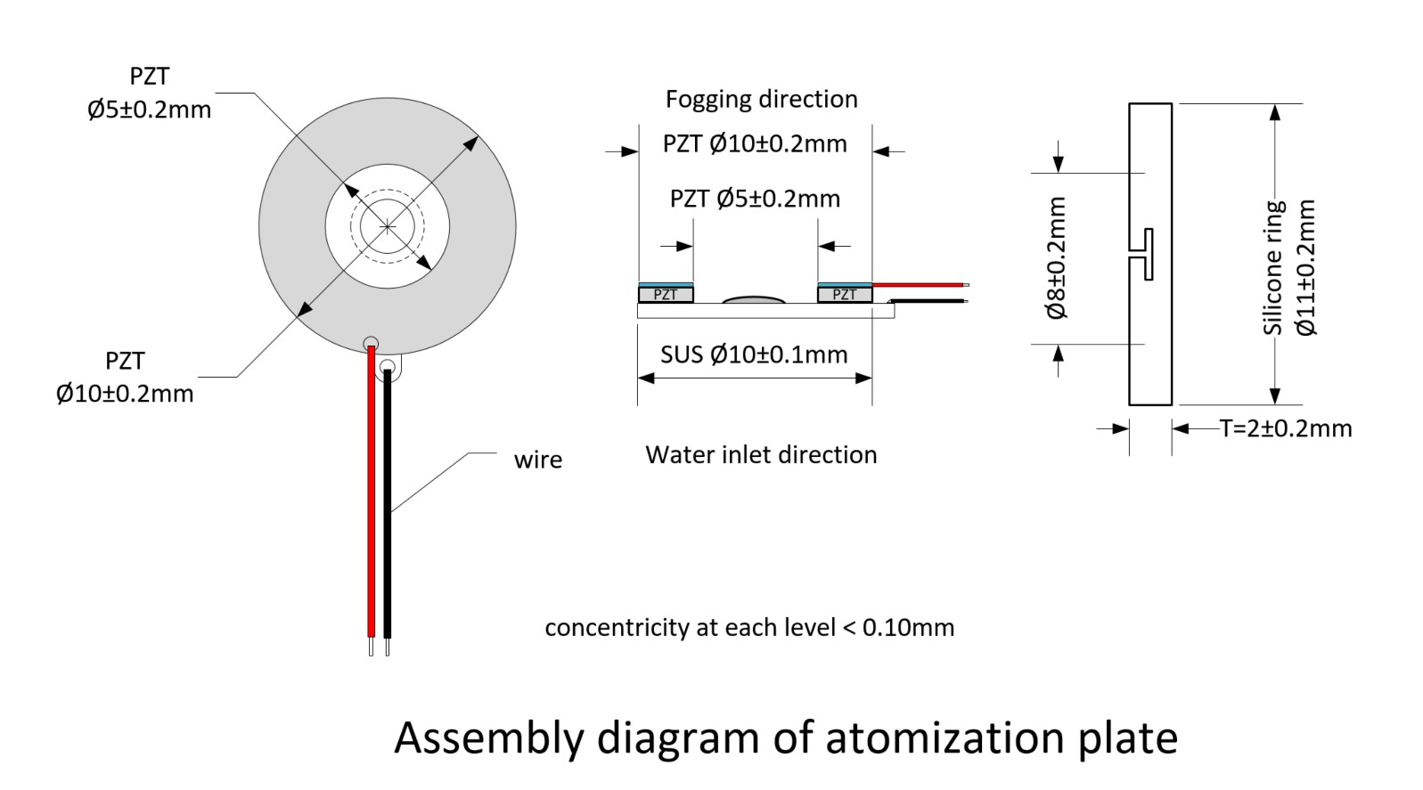 10mm Mesh Atomizer(Si)·FD·8µm×10 | Ultrasonic Atomizers | Piezo Direct