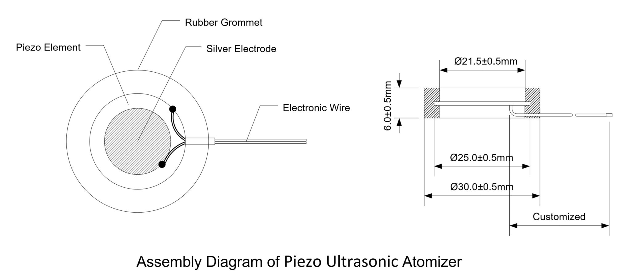 25mm 1.7MHz Ultrasonic Atomizer | Ultrasonic Atomizers | Piezo Direct